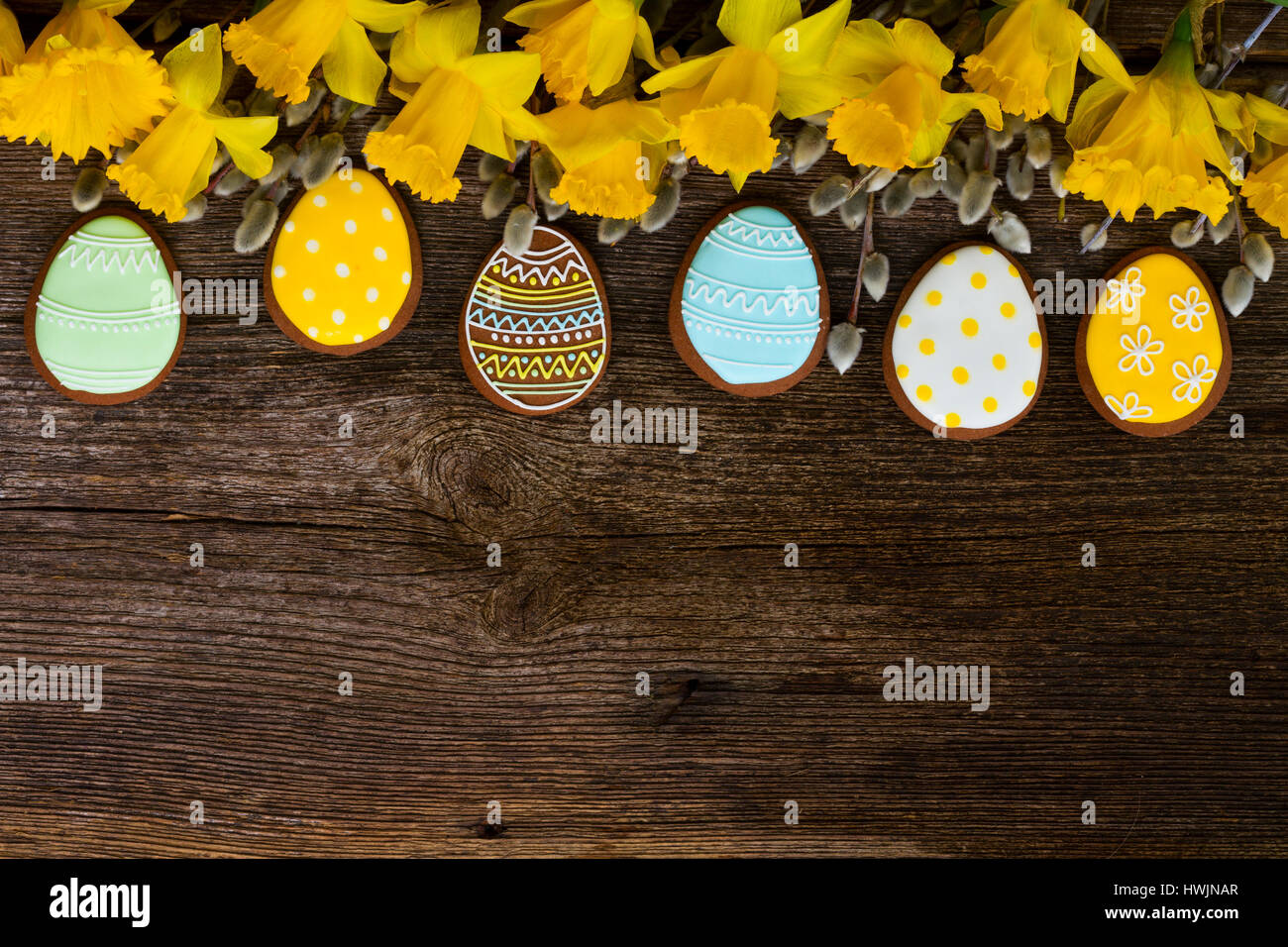 Easter border with eggs Stock Photo - Alamy
