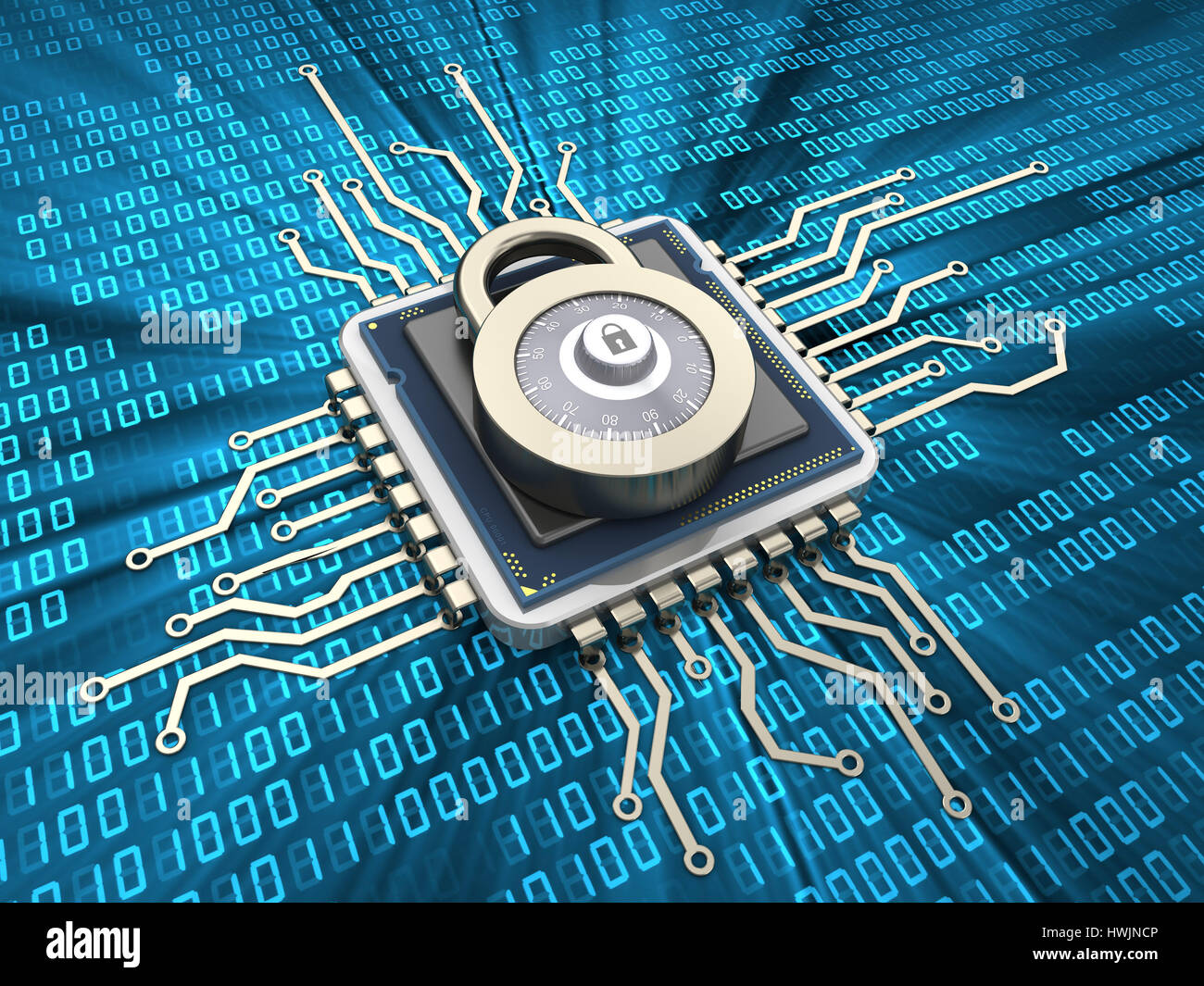abstract 3d illustration of cpu with lock protection Stock Photo - Alamy