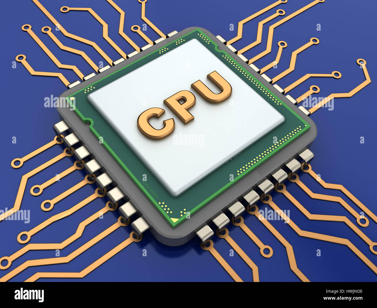 3d illustration of CPU over blue background Stock Photo - Alamy