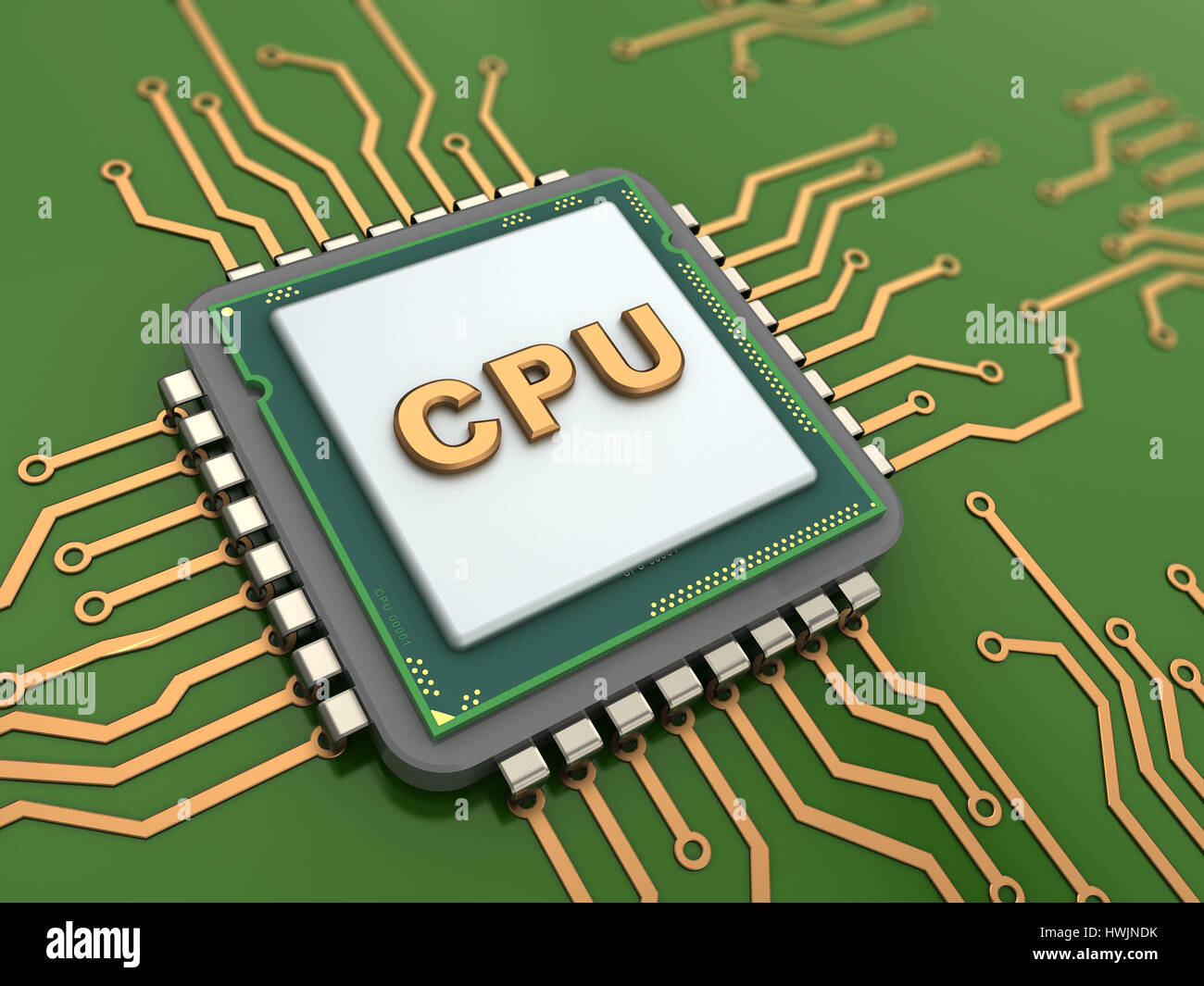 3d illustration of CPU over green background Stock Photo - Alamy
