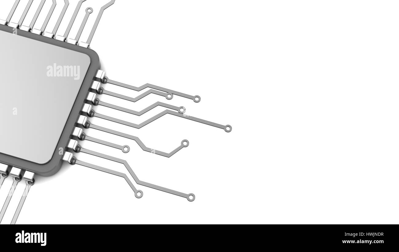 3d illustration of background with cpu circuit and copy space Stock ...