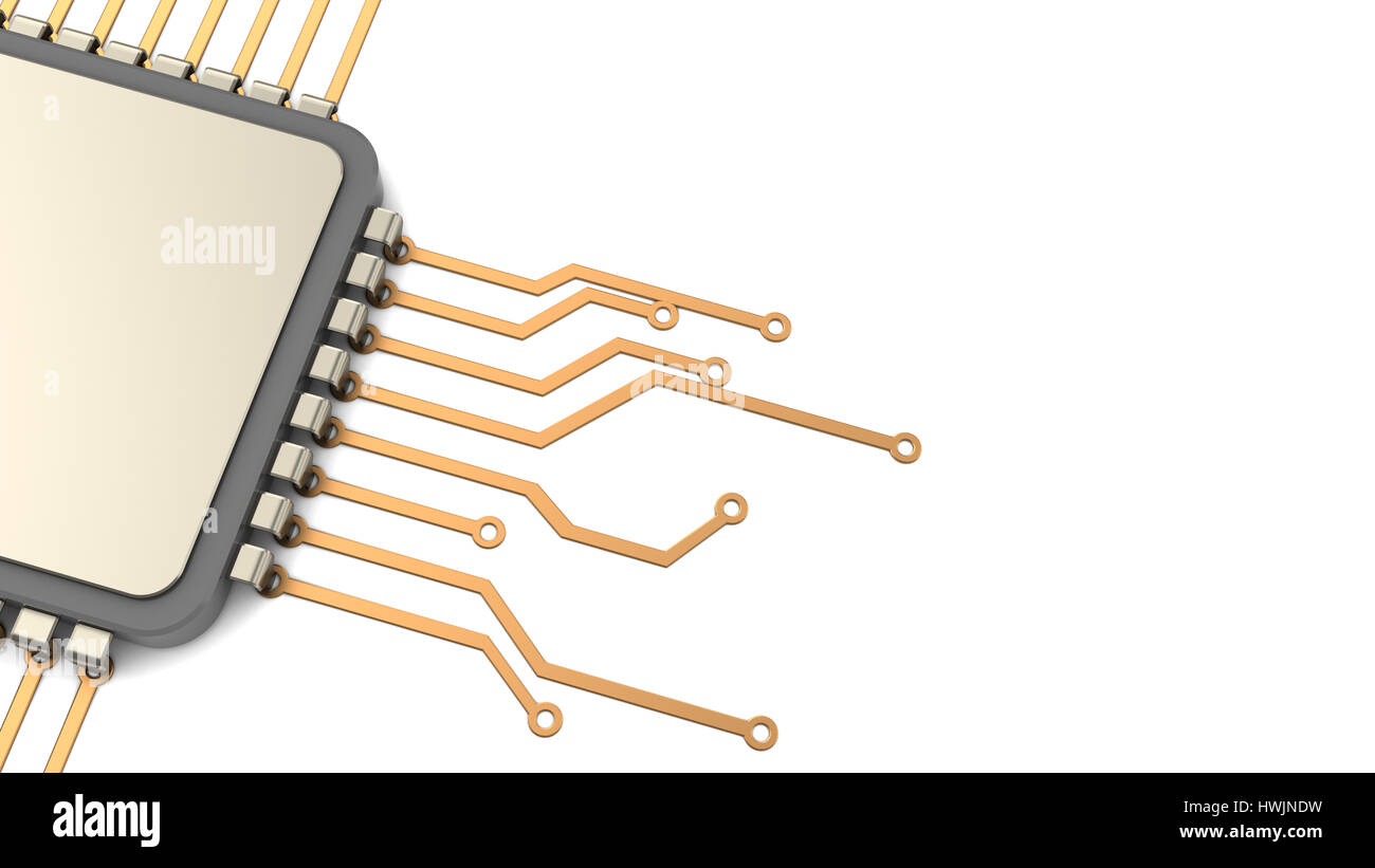 3d illustration of background with processor circuit and copy space ...