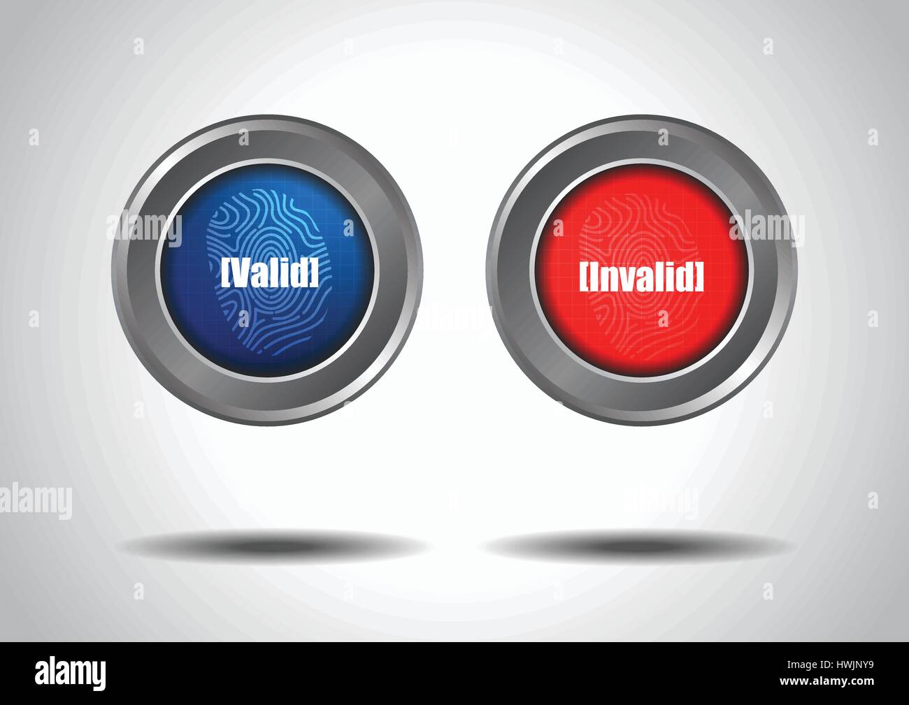 Vector Valid And Invalid Finger Print Buttons On Gray Background