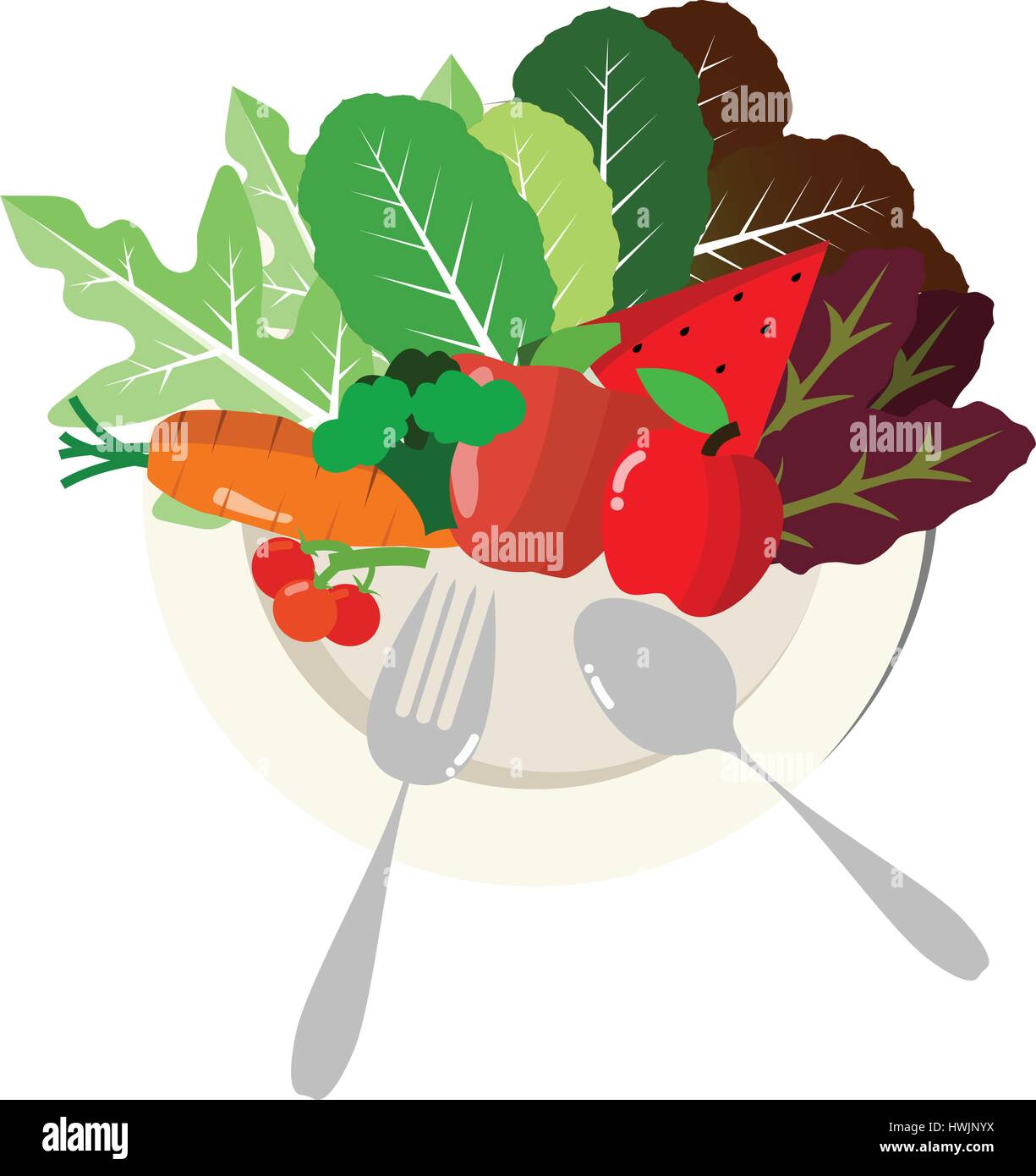 Cartoon Vegetables On A Plate