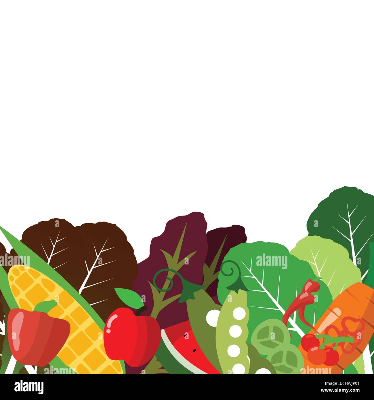 Vector : Fruit and vegetable salad on white background Stock Vector ...