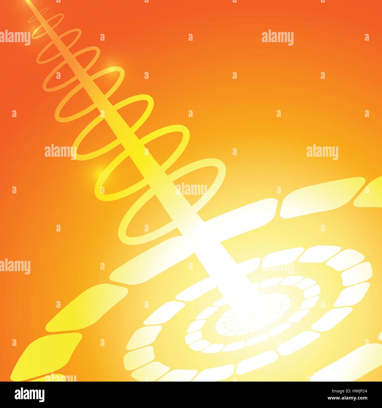 Vector : Abstract circle and curve on orange yellow background Stock ...