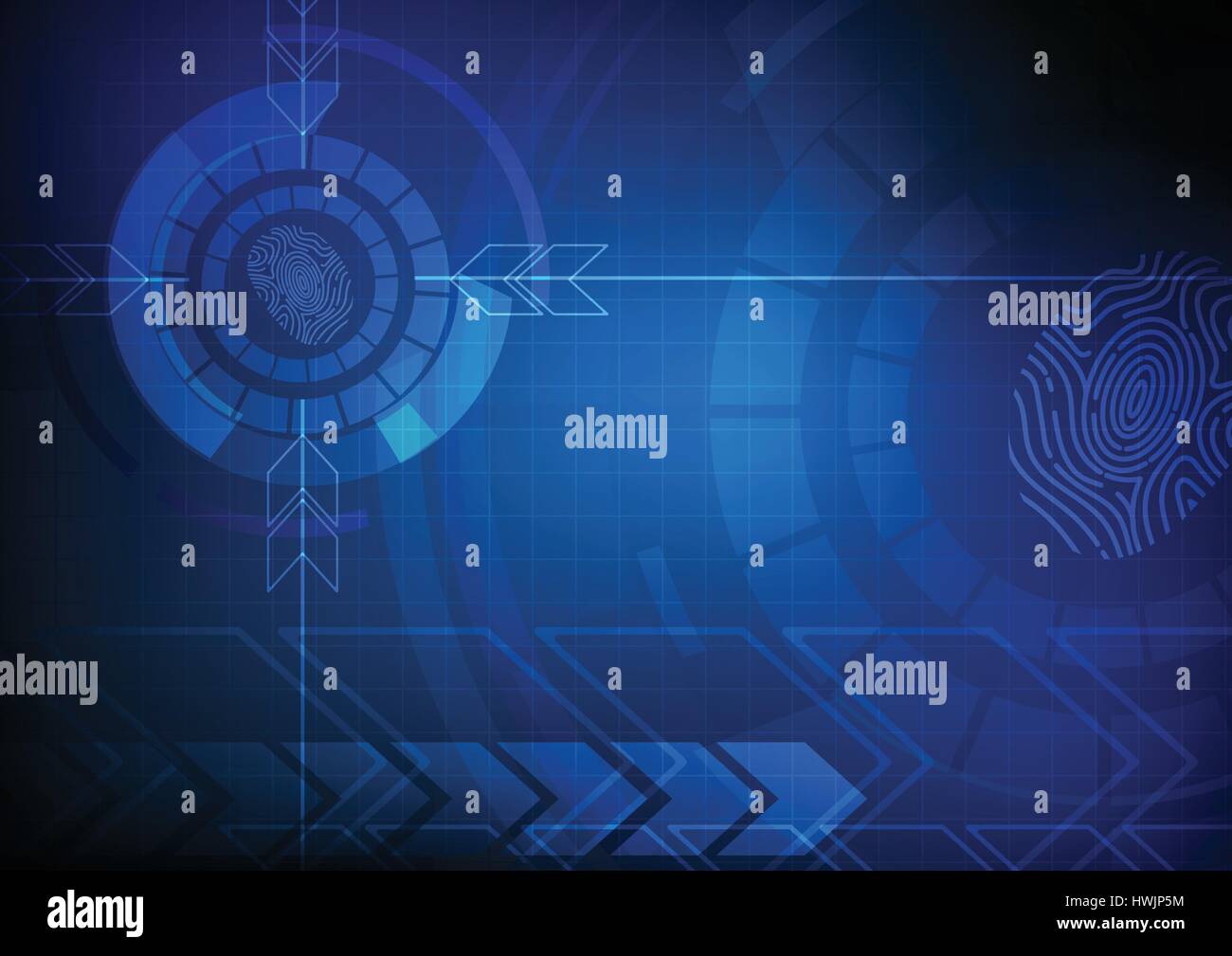 Vector Abstract Arrow And Circle With Finger Print On Technology