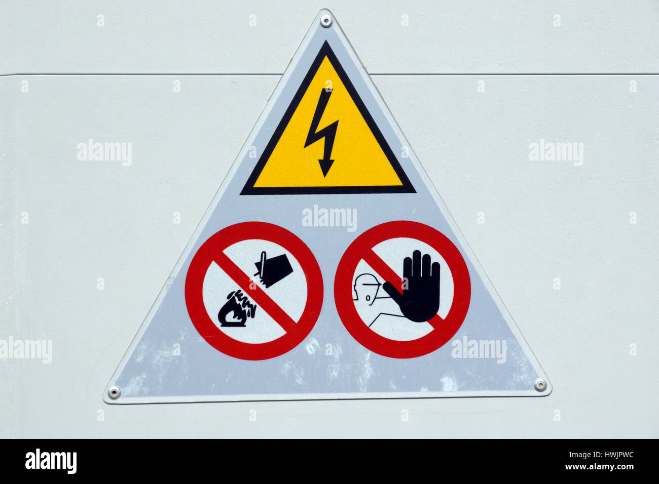 high voltage sign Stock Photo - Alamy