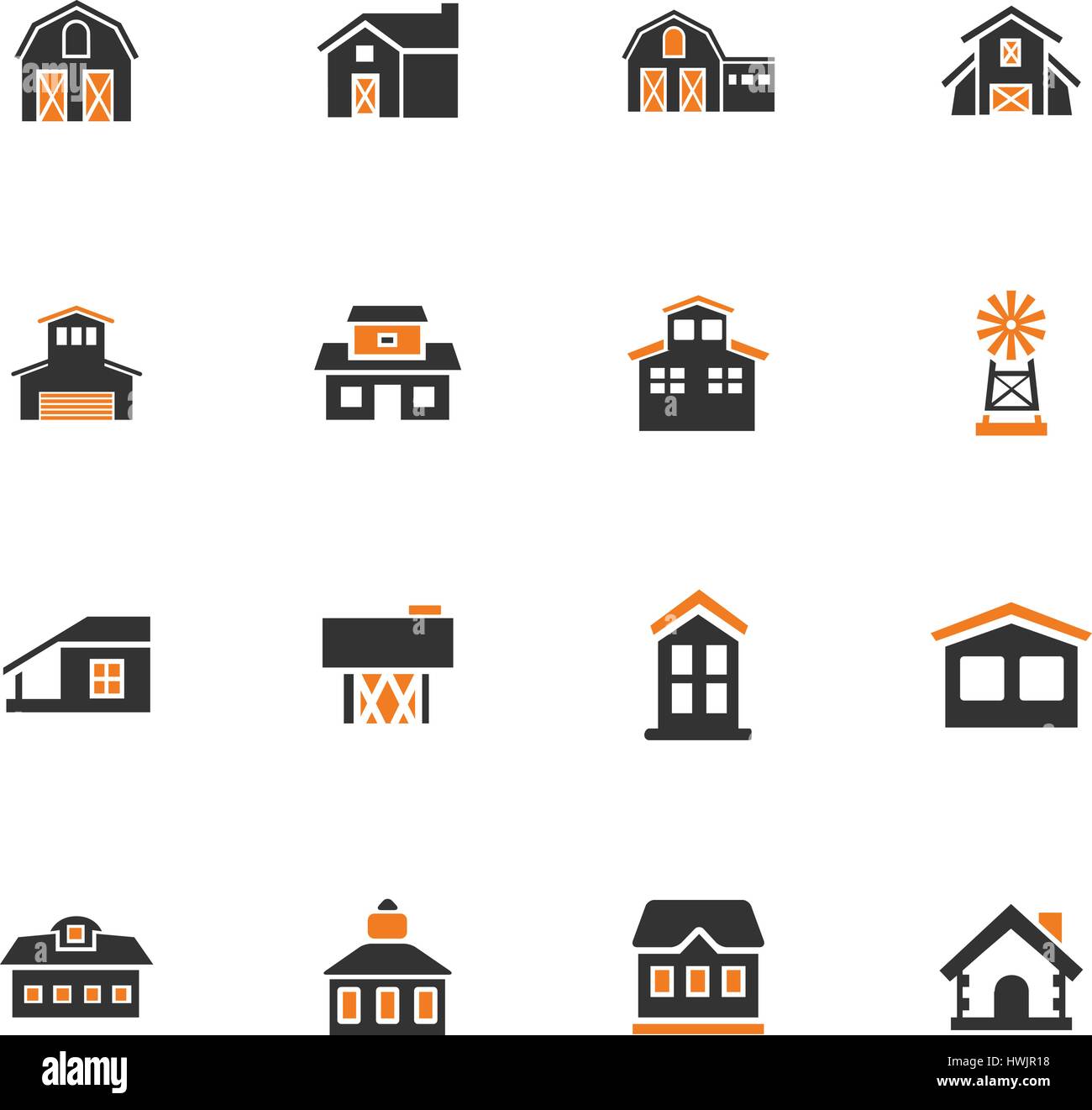 farm building icon set for web sites and user interface Stock Vector ...