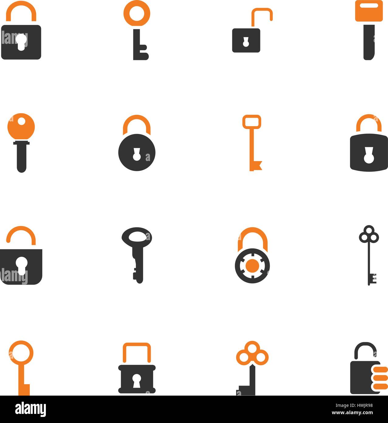 Lock and Key icon set for web sites and user interface Stock Vector ...