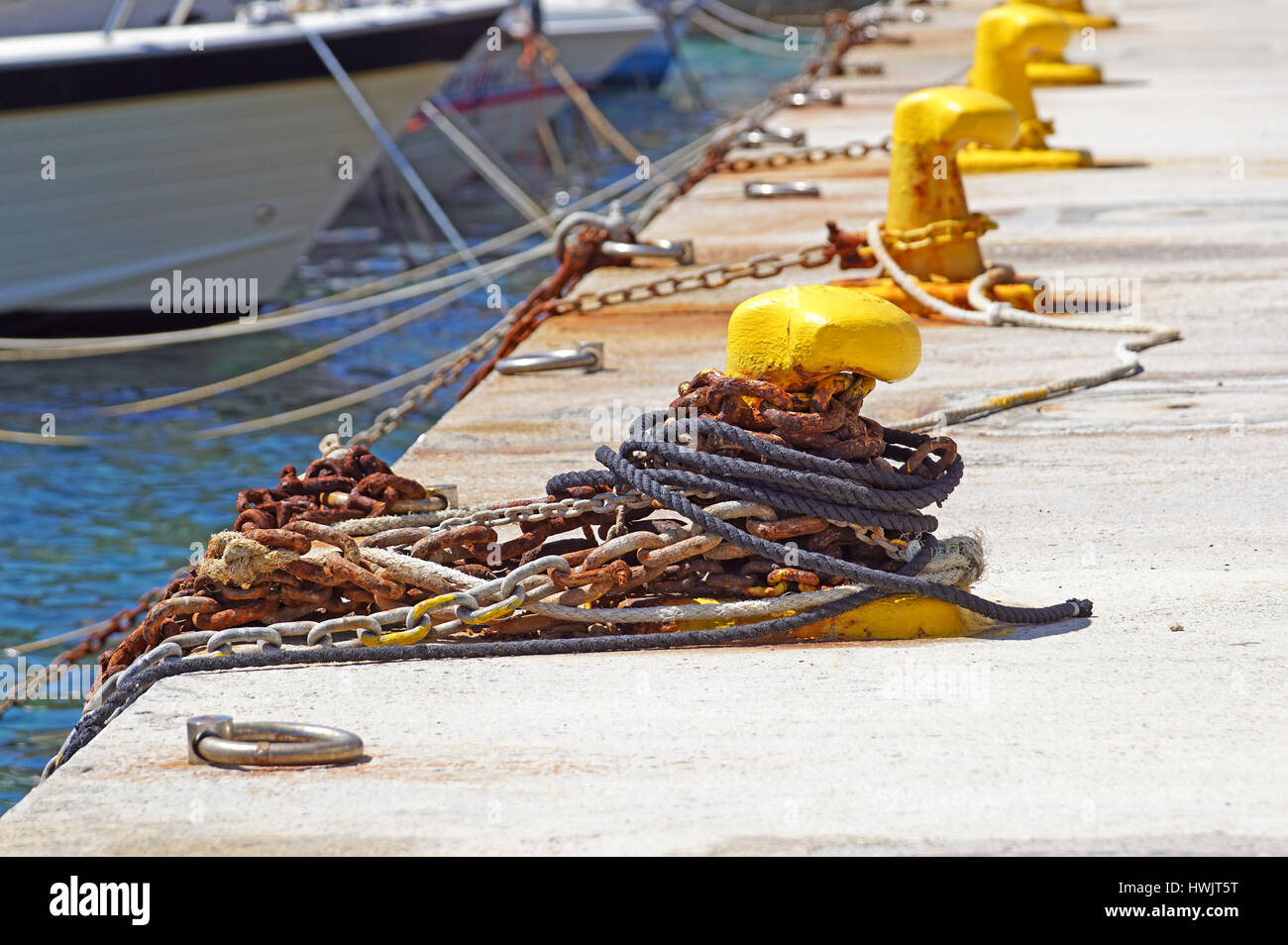 nautical anchor chains on the pier Stock Photo - Alamy