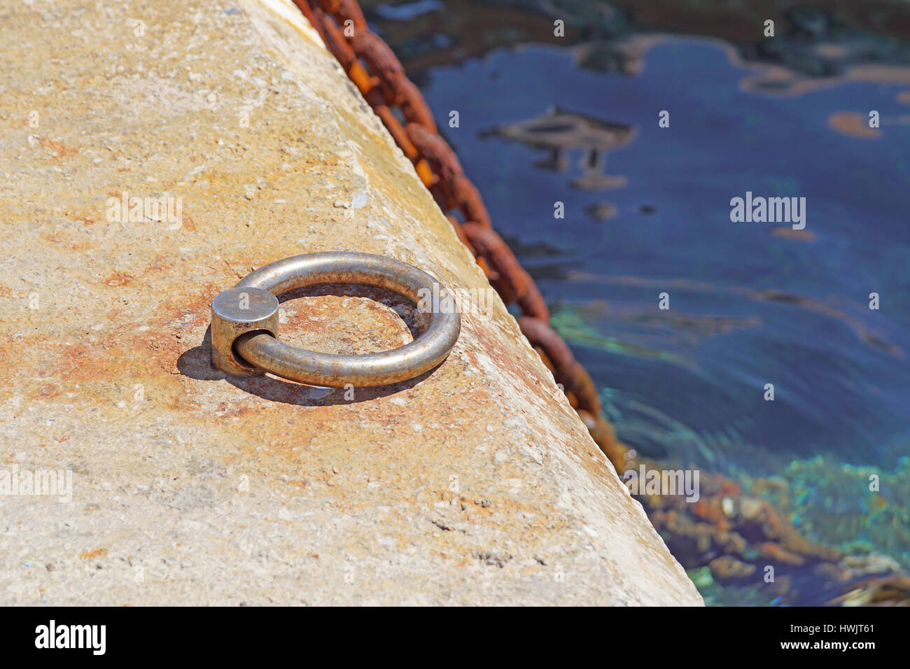 nautical anchor chains on the pier Stock Photo - Alamy