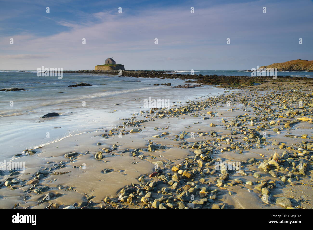 Church in the Sea, Porth Cwyfan, Aberffraw, Anglesey, North Wales Stock ...