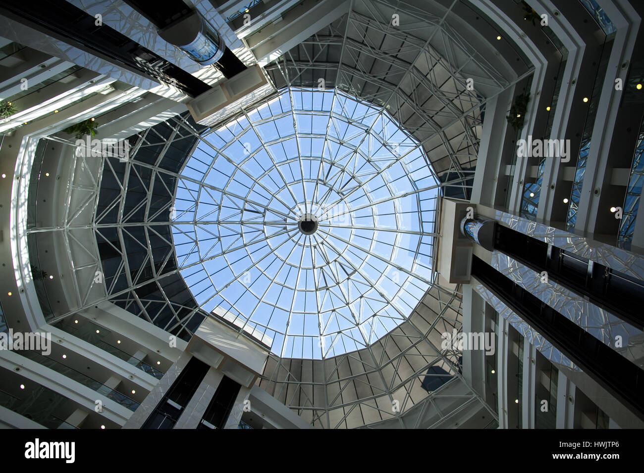 roof of the modern public building inside. Public or office building ...
