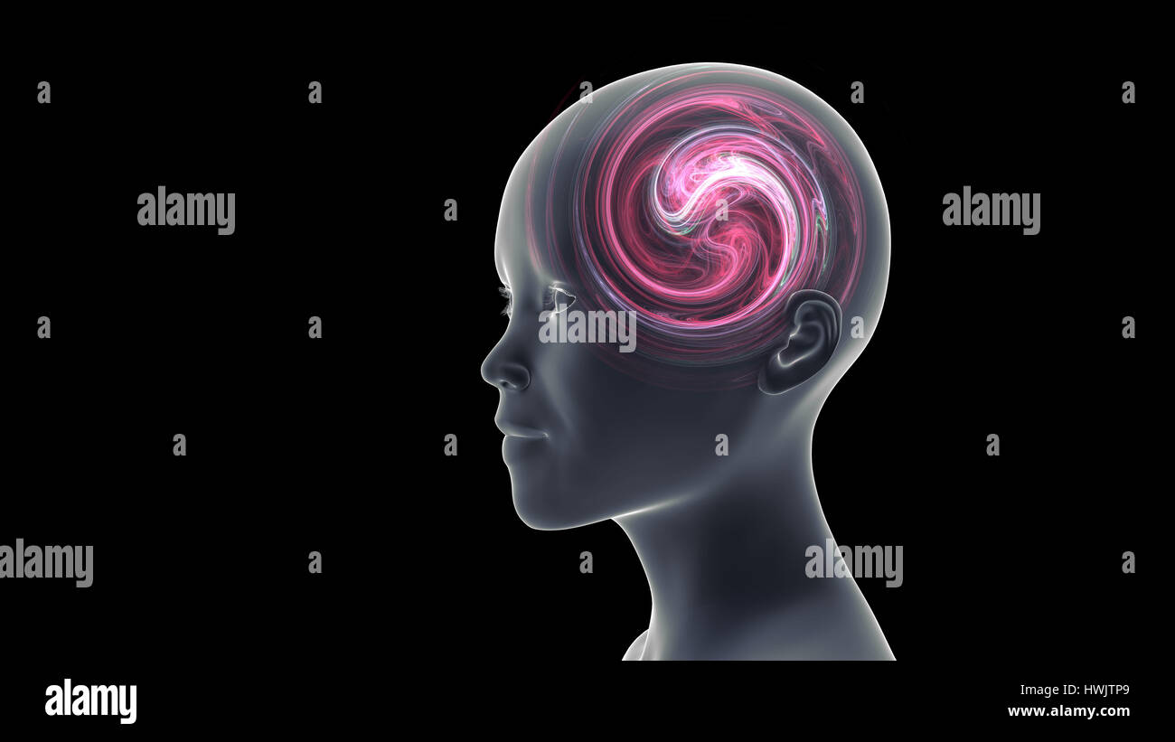 child’s head with a colourful swirl symbolizing dreams, confusion ...