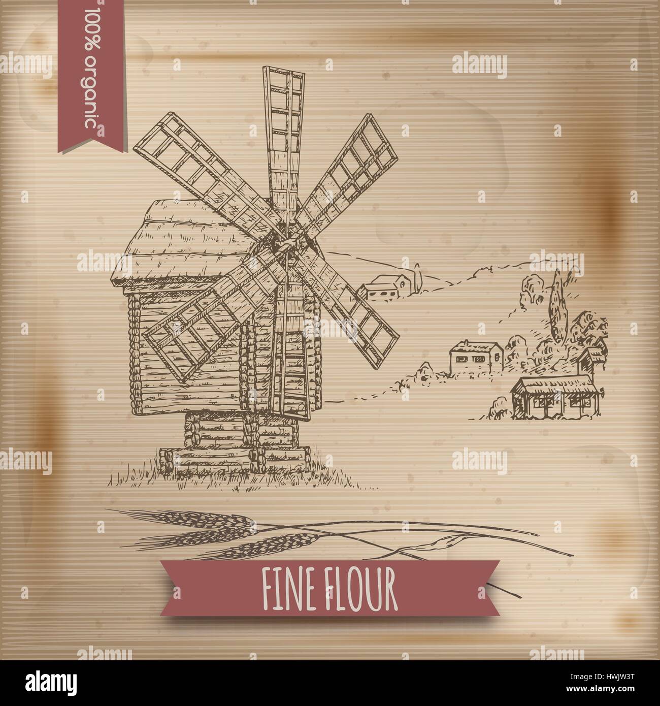 Medieval Windmill Drawing