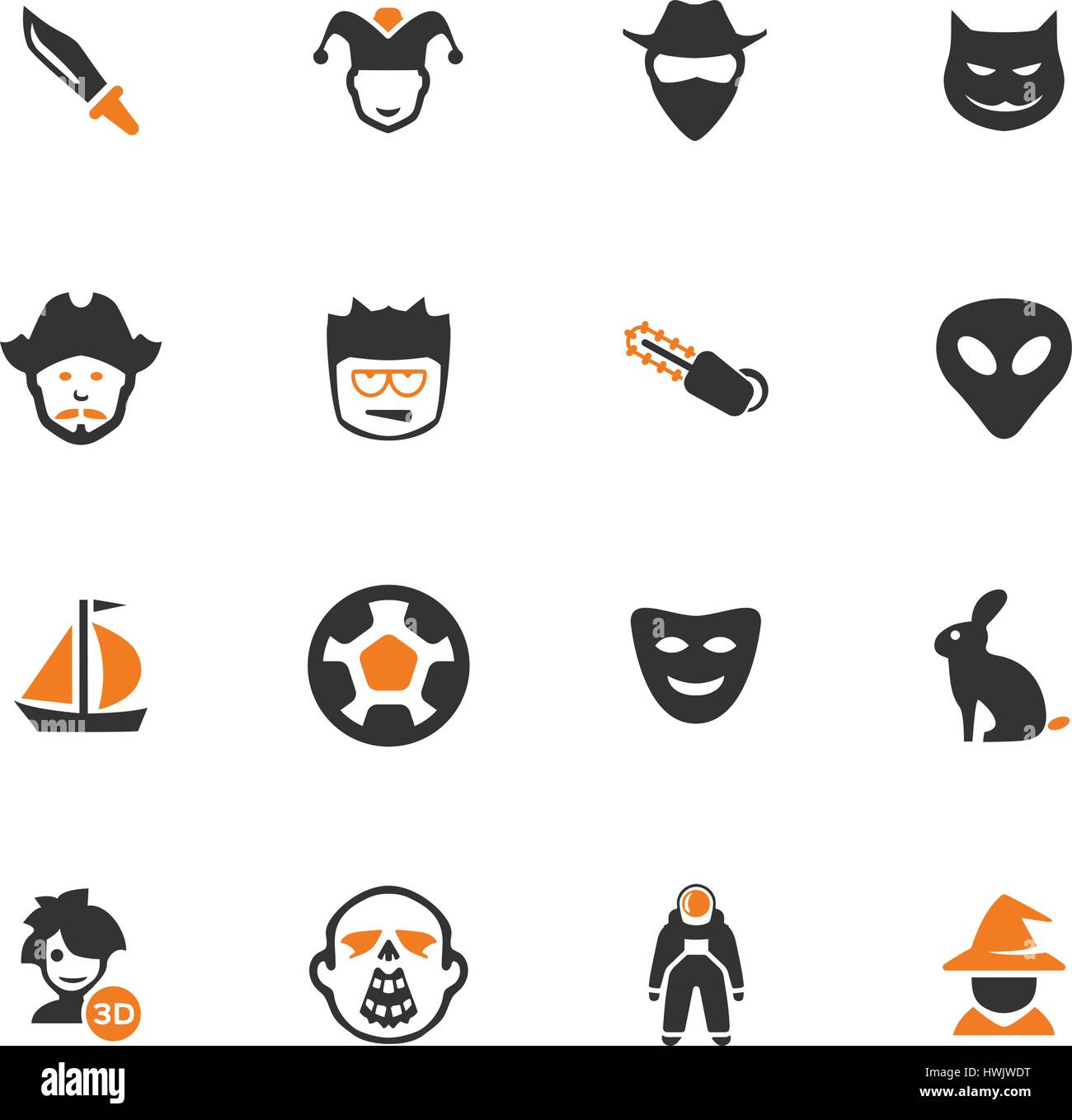 Set of movie genres black icons isolated on white. Vector illustration ...