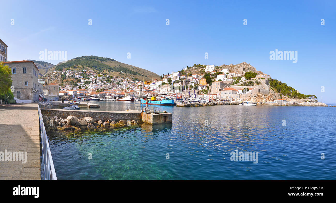panoramic photo of Hydra Greece Stock Photo - Alamy
