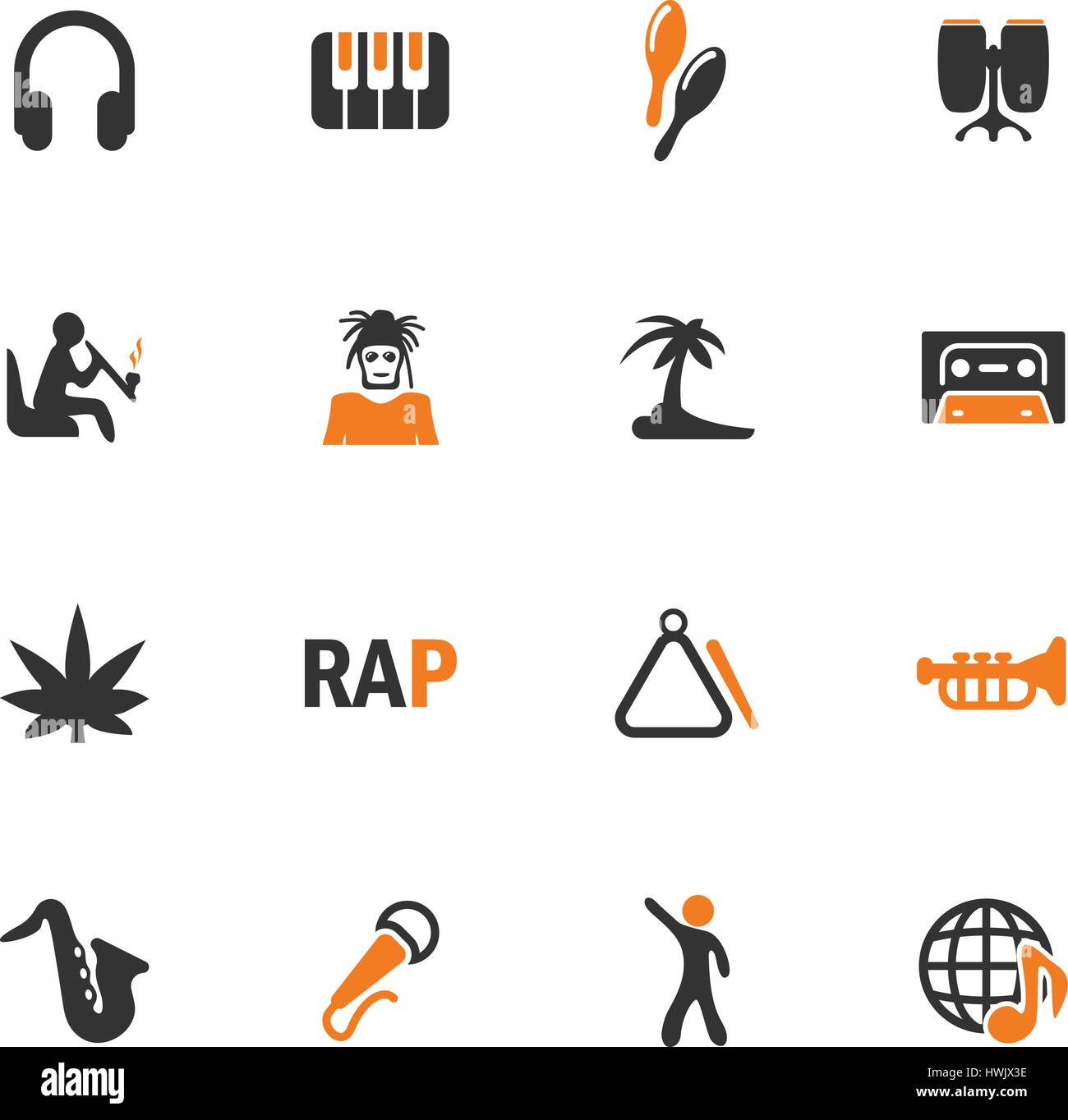 Rap Music icon set for web sites and user interface Stock Vector Image ...