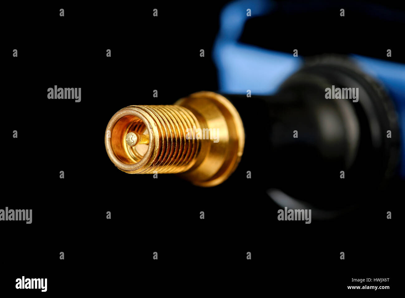 Closeup of a tire valve and a fragment of TPMS sensor housing Stock ...