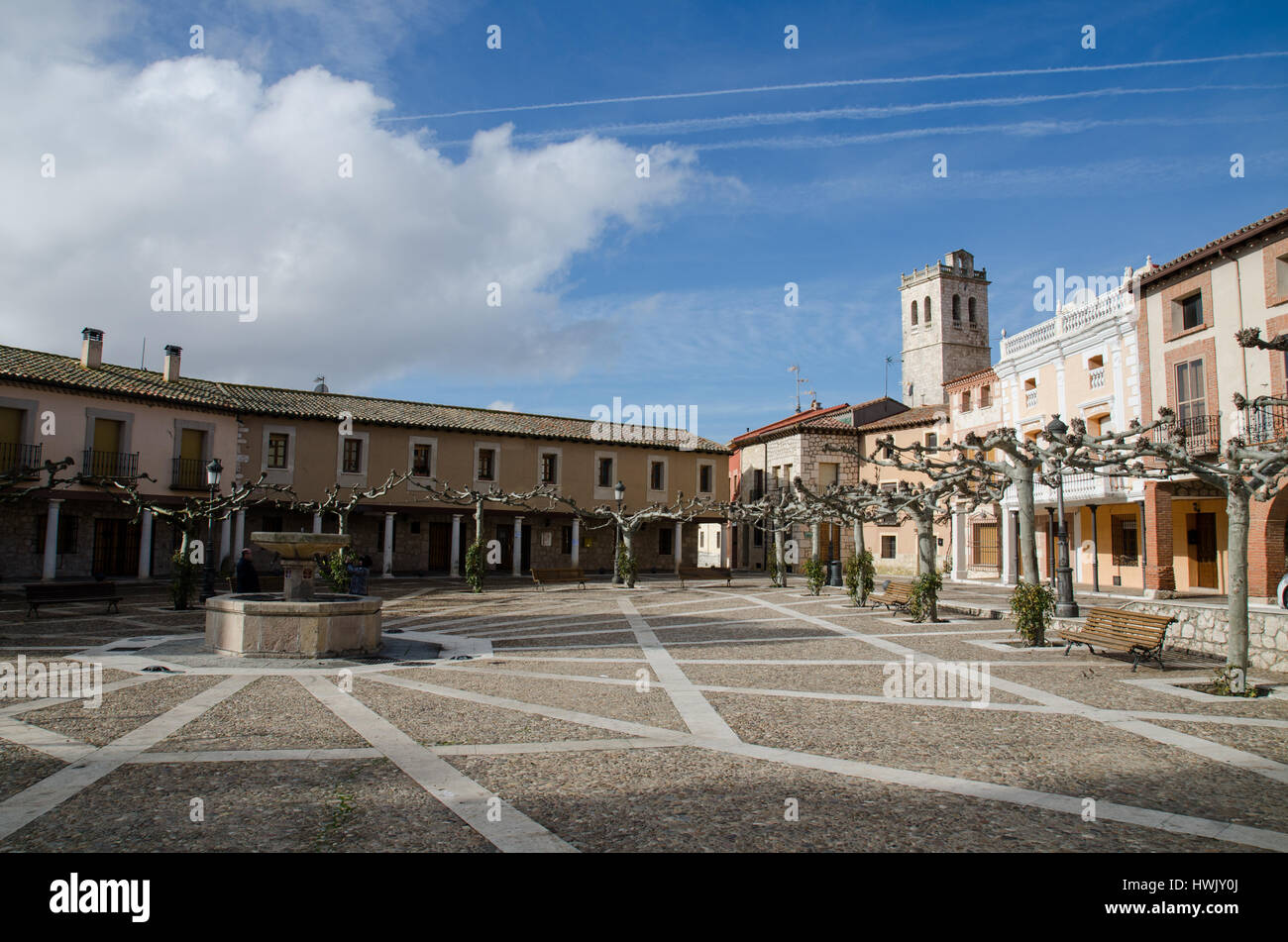 Torija, Spain - 8 December 2016: View of the main square of Torija ...