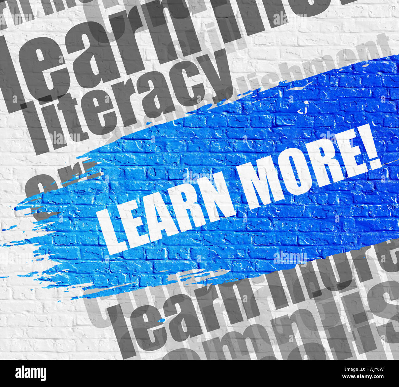 Learn More on the White Brick Wall Stock Photo - Alamy