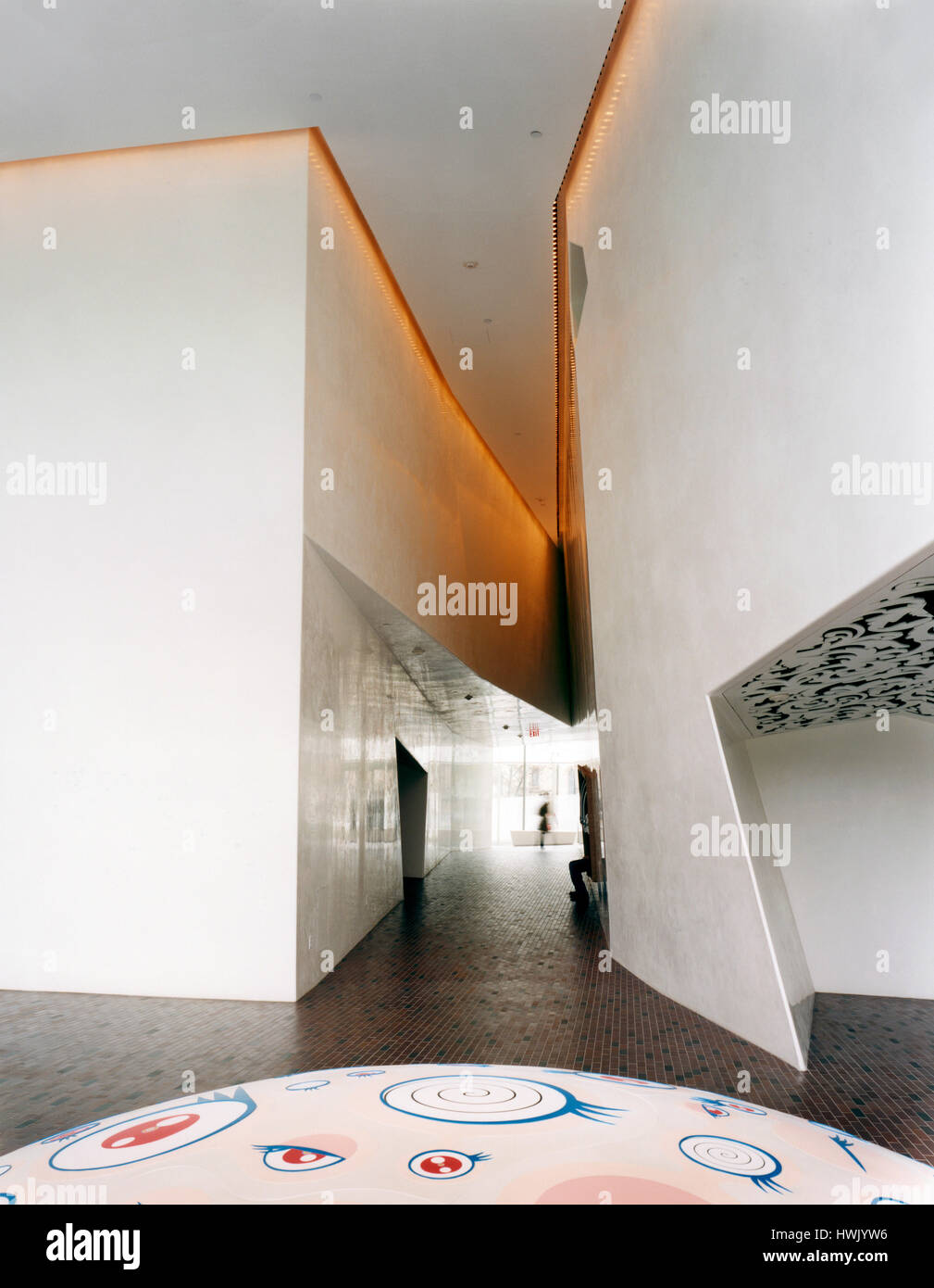 Corridor connecting galleries, work by Takashi Murakami in the ...