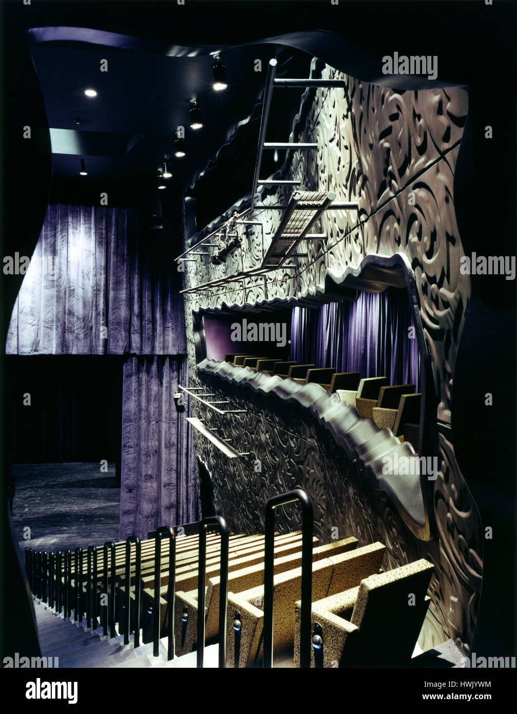 Detail of wall cladding and seating in the theatre. Walker Art Center ...