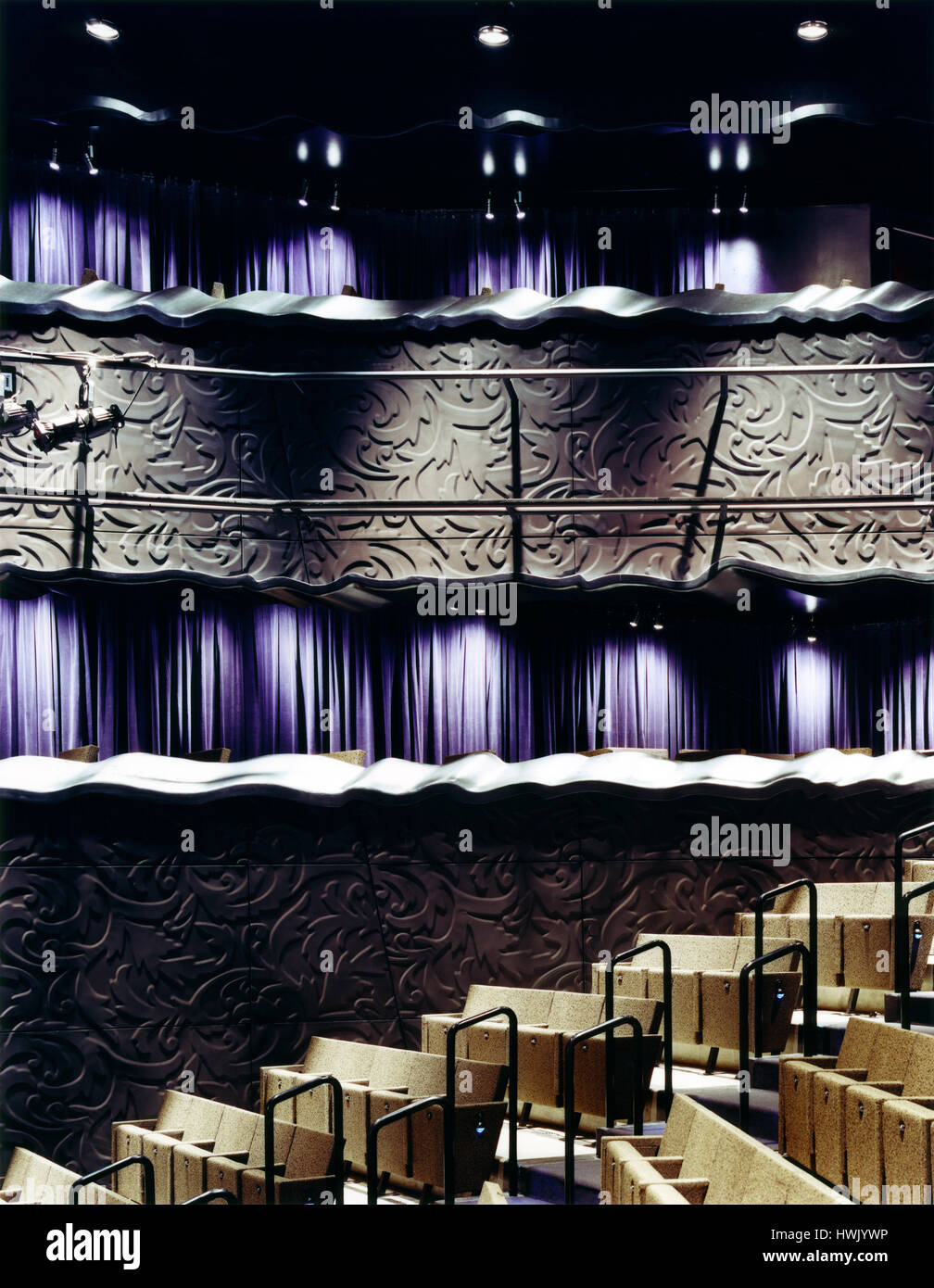Detail of wall cladding and seating in the theatre. Walker Art Center ...
