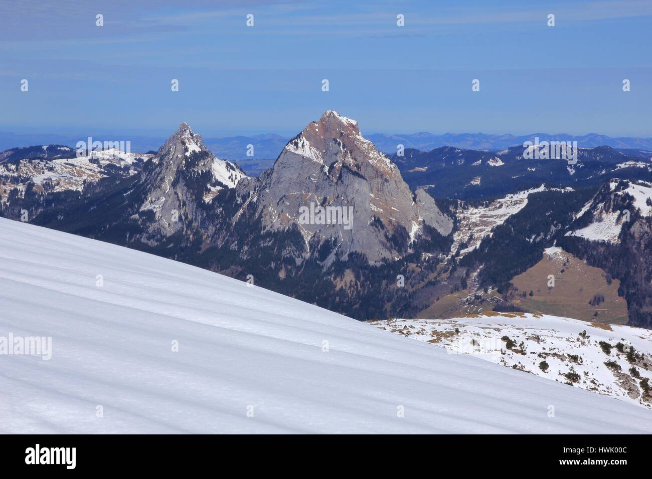 Grosser Mythen, mountain in Switzerland. View from Stoos Stock Photo ...