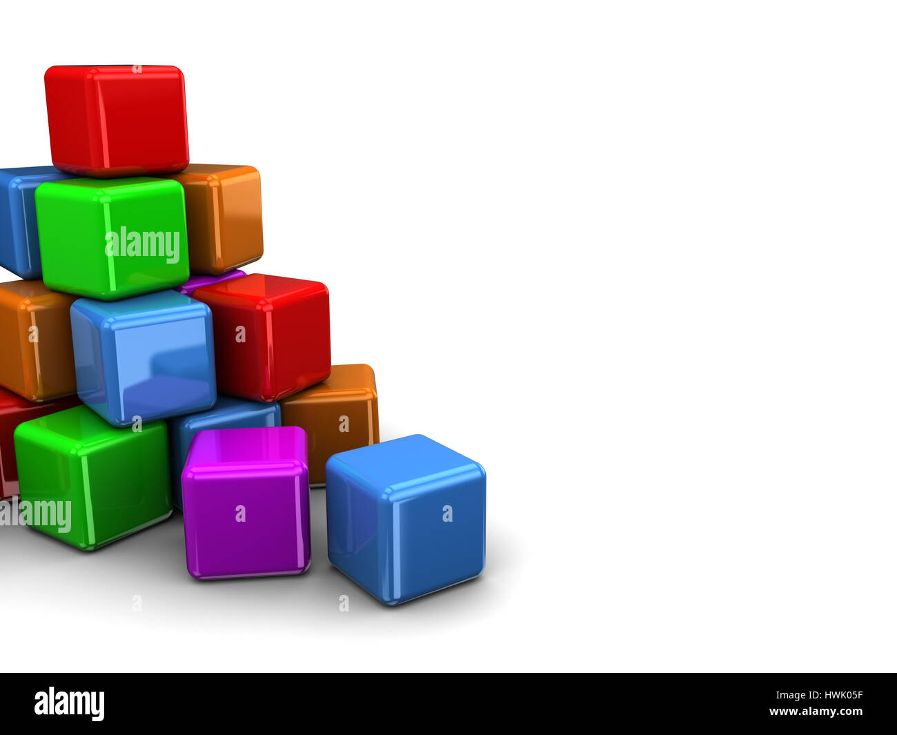 3d illustration of colorful cubes background with copy space Stock ...
