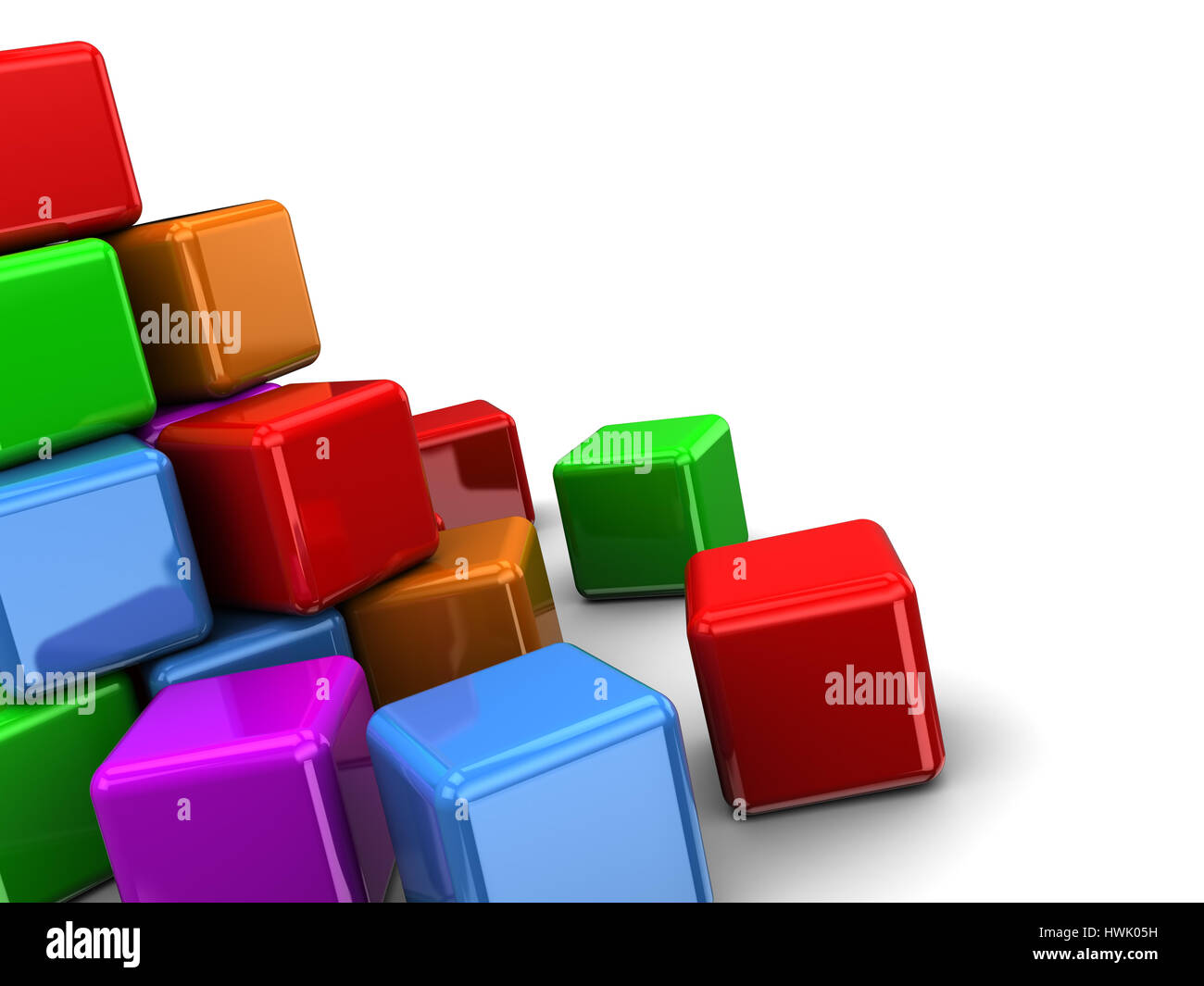 3d illustration of colorful cubes background with copy space Stock ...
