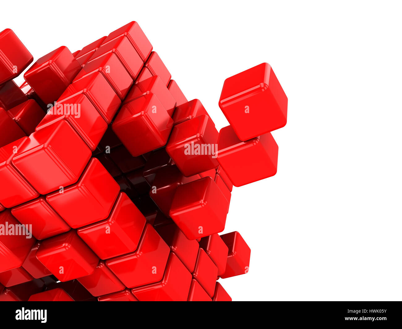 abstract 3d illustration of stucture built with cubes, isolated over ...