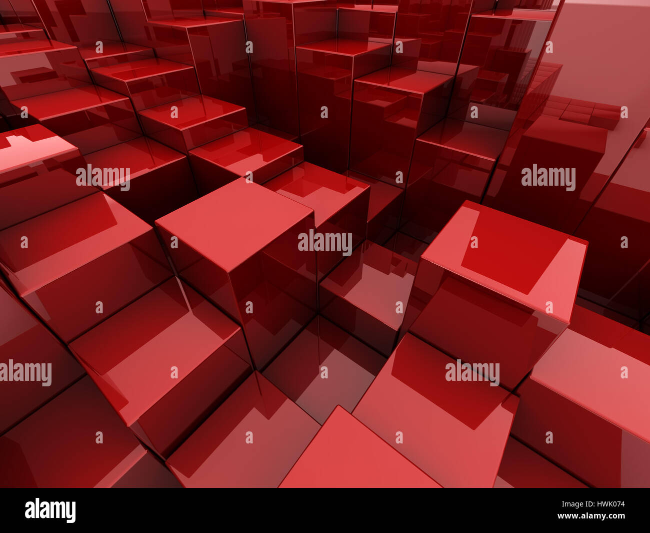 abstract 3d illustration of red cubes background Stock Photo - Alamy