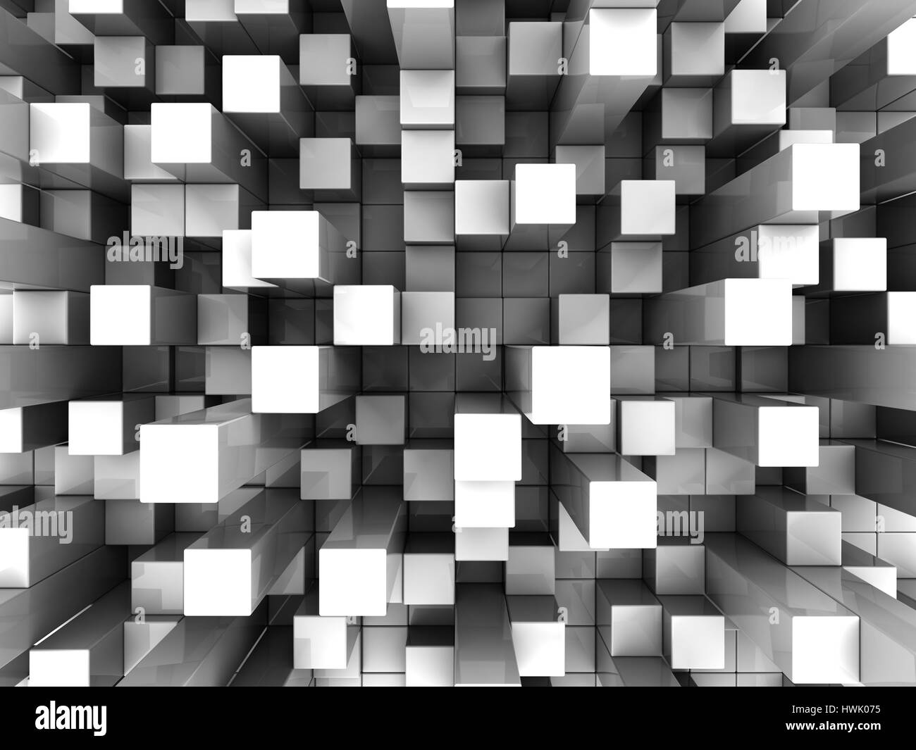 abstract 3d illustration of gray boxes background with reflections ...