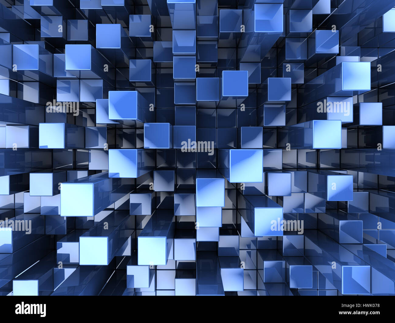 abstract 3d illustration of blue glass boxes background Stock Photo - Alamy