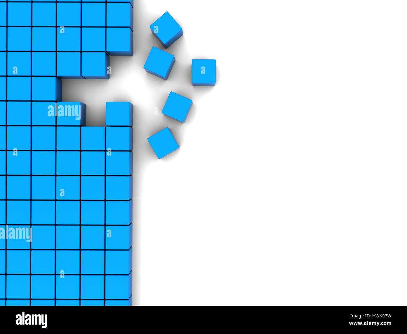 abstract 3d illustration of background with blocks construction at left ...