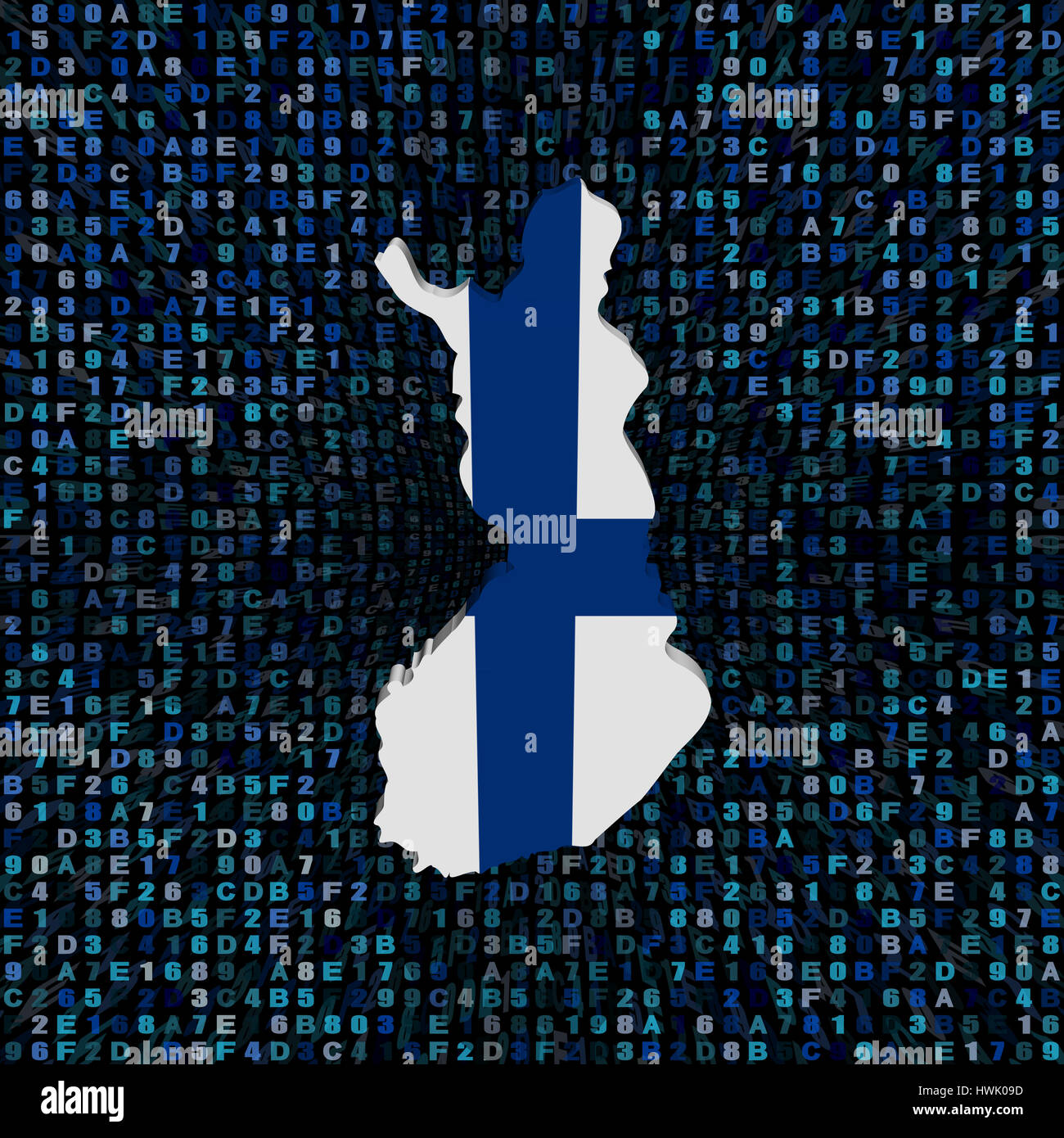 Finland map flag on hex code illustration Stock Photo - Alamy