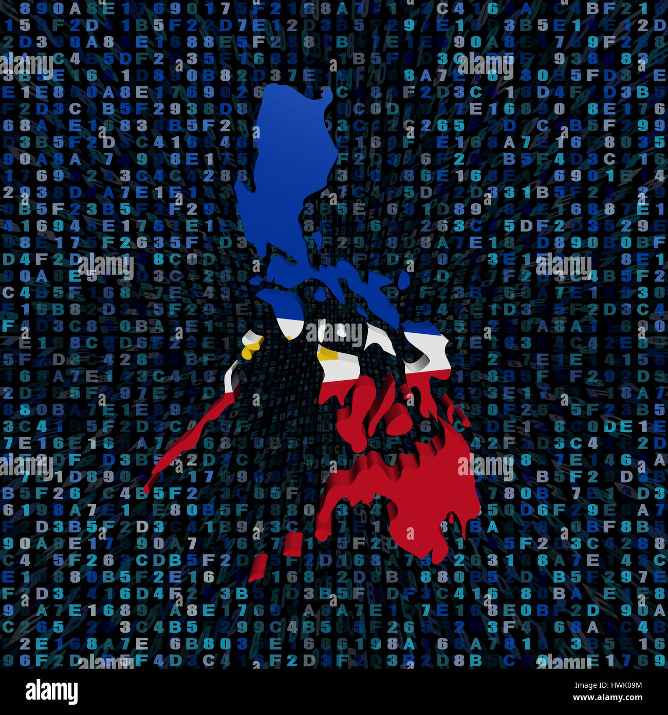Philippines map flag on hex code illustration Stock Photo - Alamy
