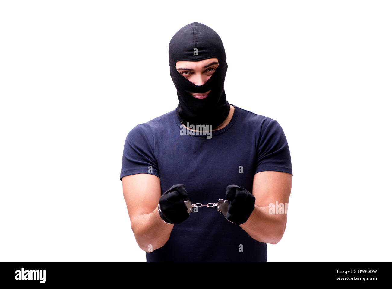 Robber wearing balaclava isolated on white Stock Photo - Alamy