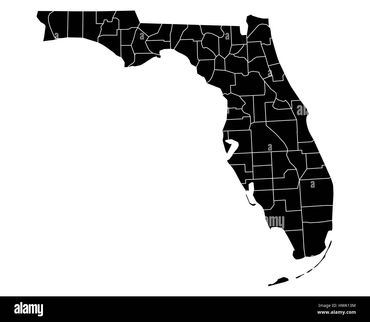 Map of florida and black line hi-res stock photography and images - Alamy
