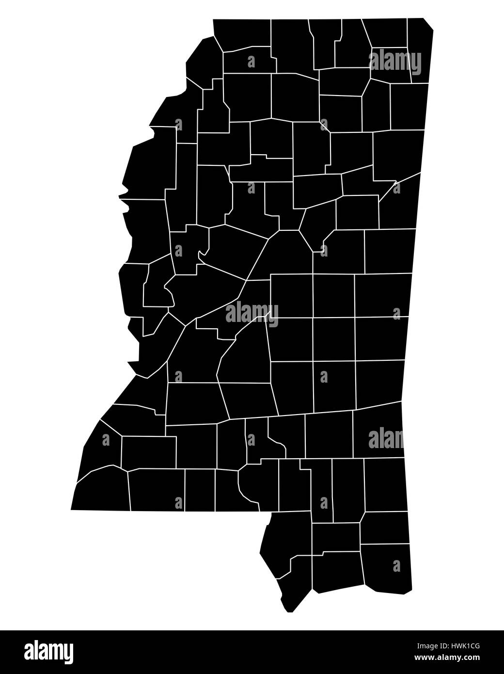Black map state mississippi Cut Out Stock Images & Pictures - Alamy