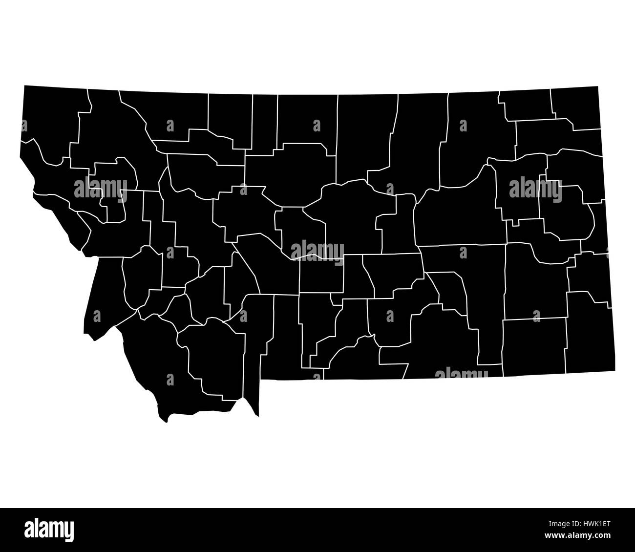 Black map state montana Cut Out Stock Images & Pictures - Alamy