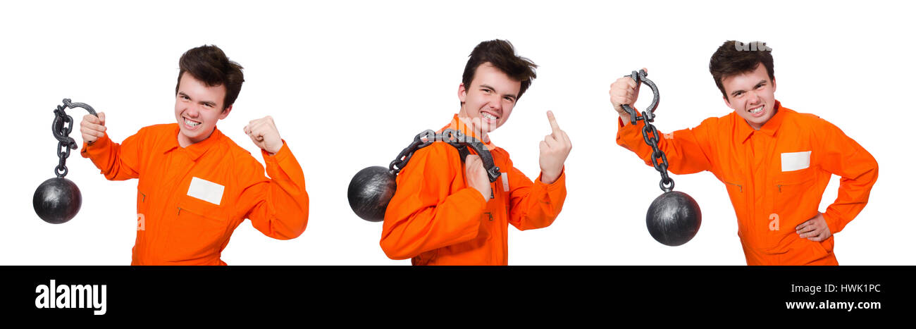 Young inmate with chains isolated on the white Stock Photo - Alamy