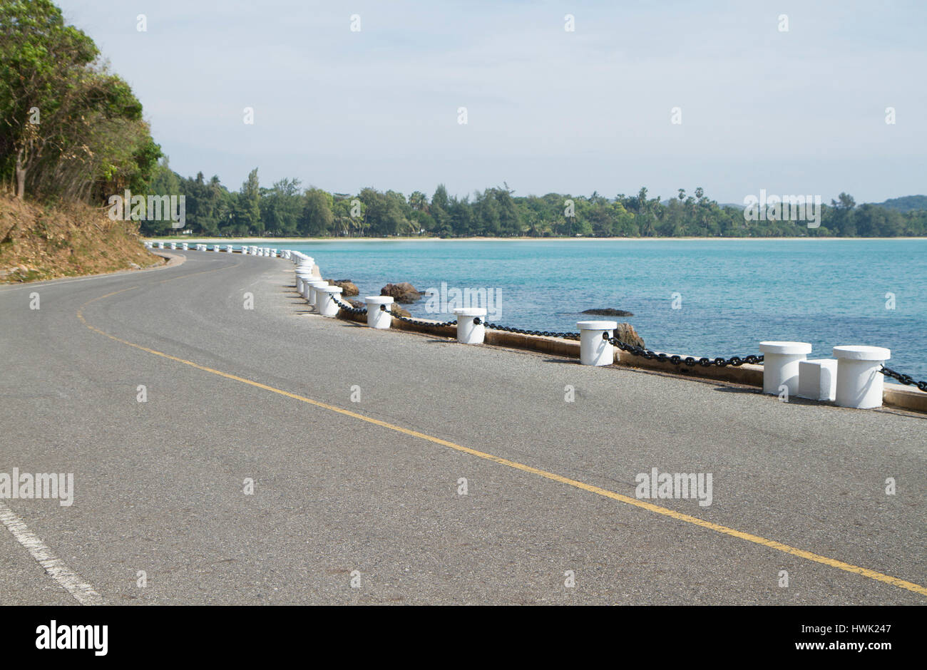 Road side along the beach and blue sea Stock Photo - Alamy