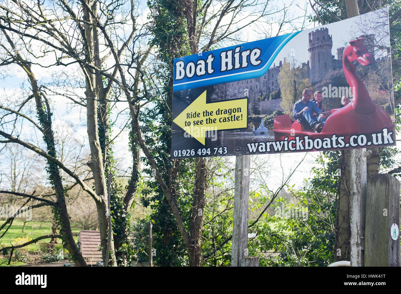 Sign for Warwick Boat Hire Stock Photo - Alamy