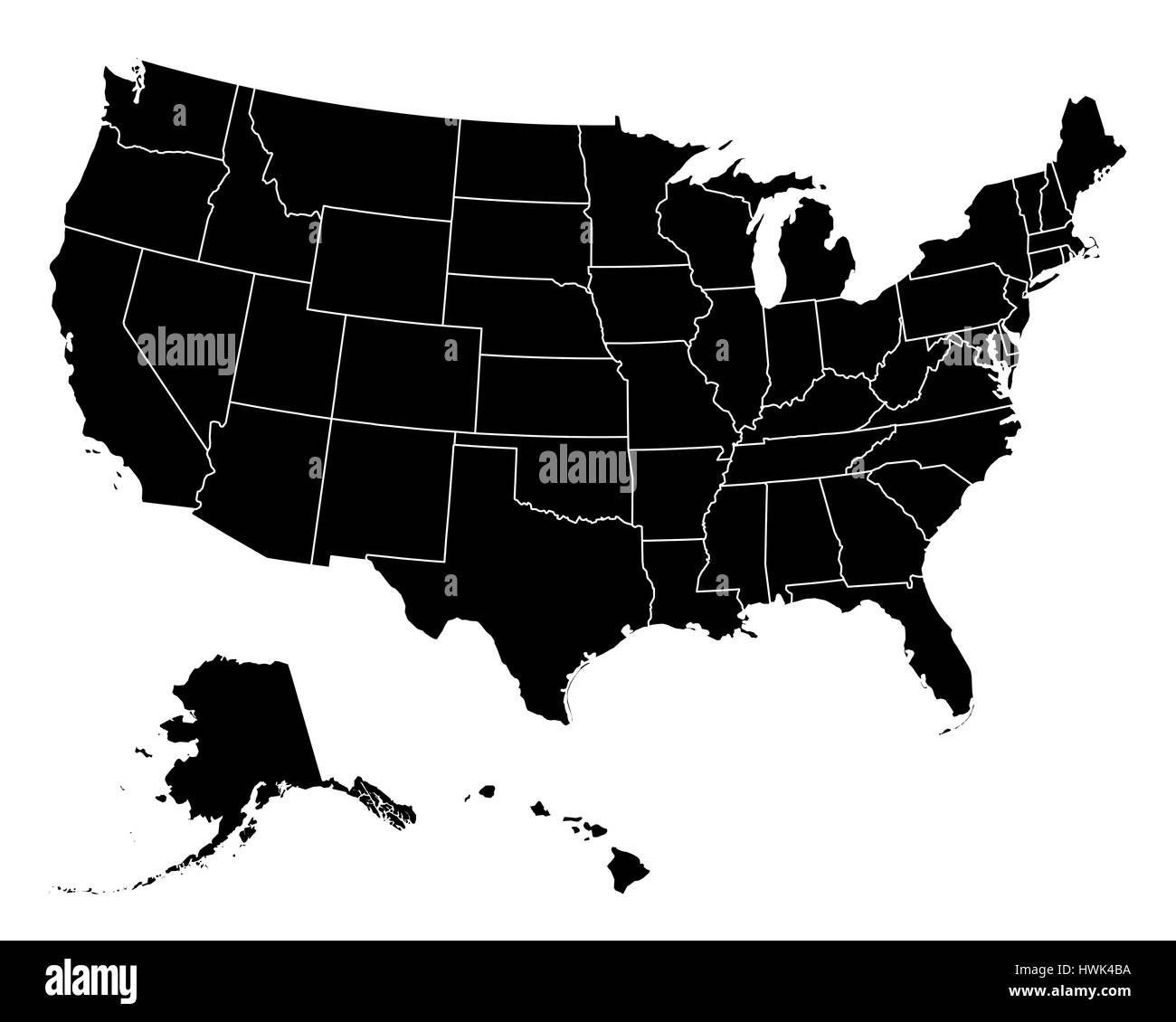 Map of us regions Black and White Stock Photos & Images - Alamy