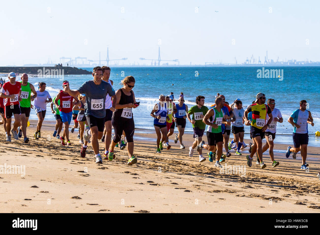 ROTA, SPAIN - AUG 10: Unidentified runners on the beach during XXV ...