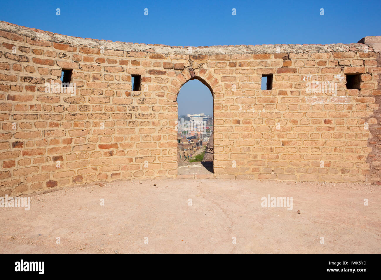 an historic archway at bhatner fort hanumangarh india with a view of ...