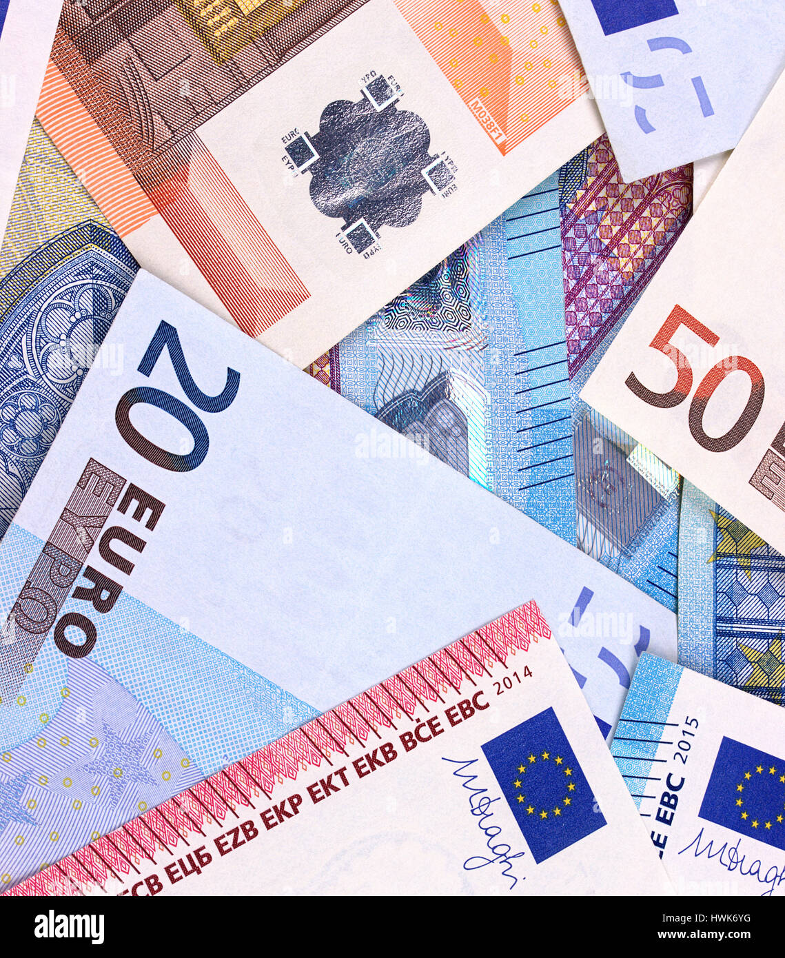 Euro Money Banknotes Different denominations abstract background Stock ...